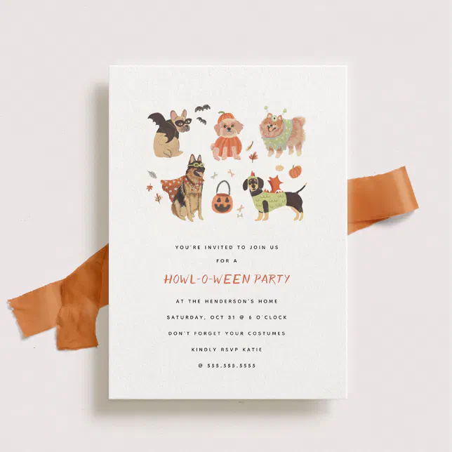 Howl-O-Ween Painted Dogs Halloween Invitation | Zazzle