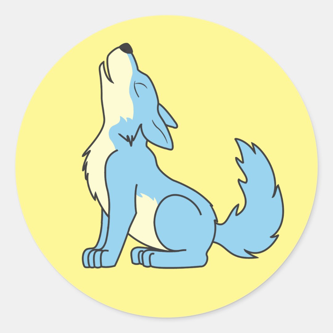 Howling Baby Blue Wolf Classic Round Sticker | Zazzle