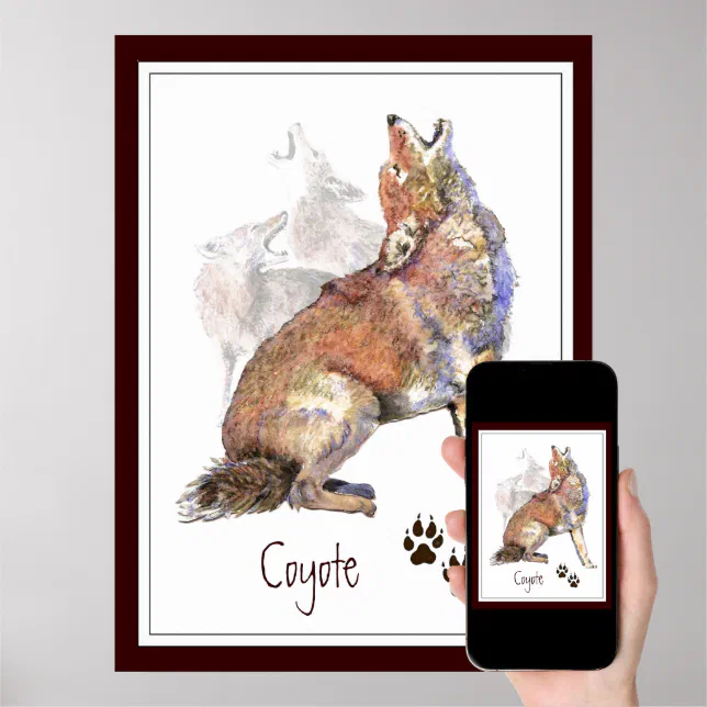 Howling Coyote Animal Nature Poster | Zazzle