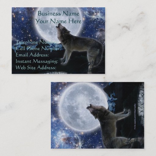 Howling Grey Wolf & Moon Profile & Business Cards | Zazzle