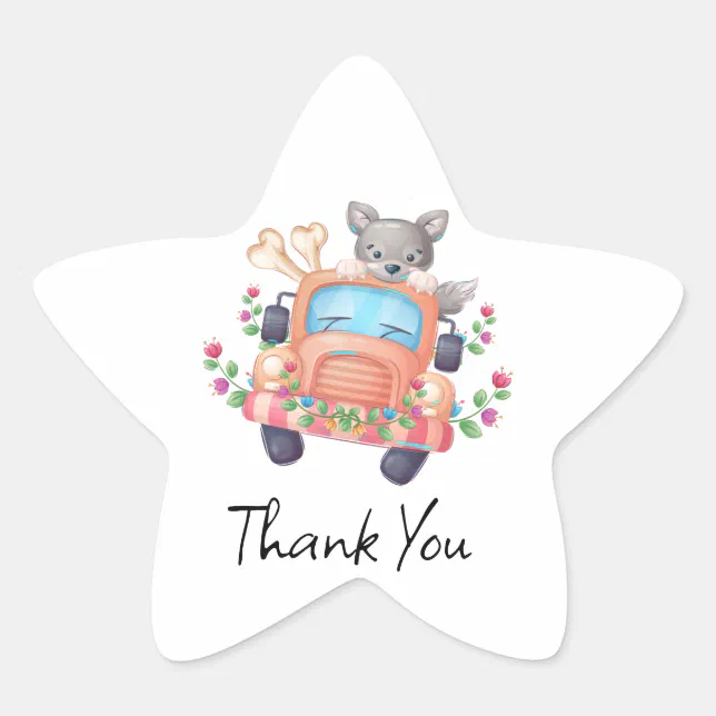 Howling with Joy Cute Gray Wolf Star Sticker | Zazzle