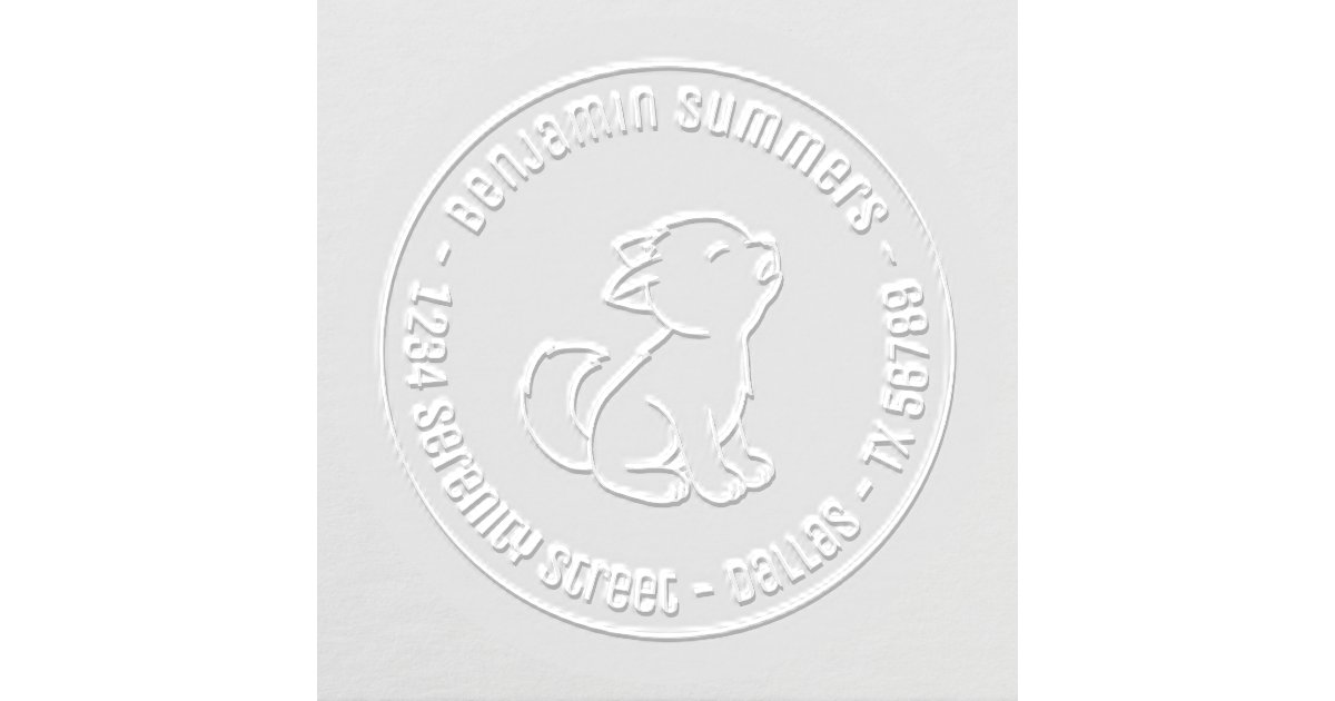 Howling Wolf Dog Pup Round Address Embosser | Zazzle