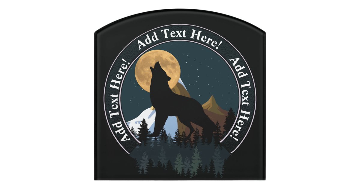Howling Wolf Full Moon Door Sign | Zazzle
