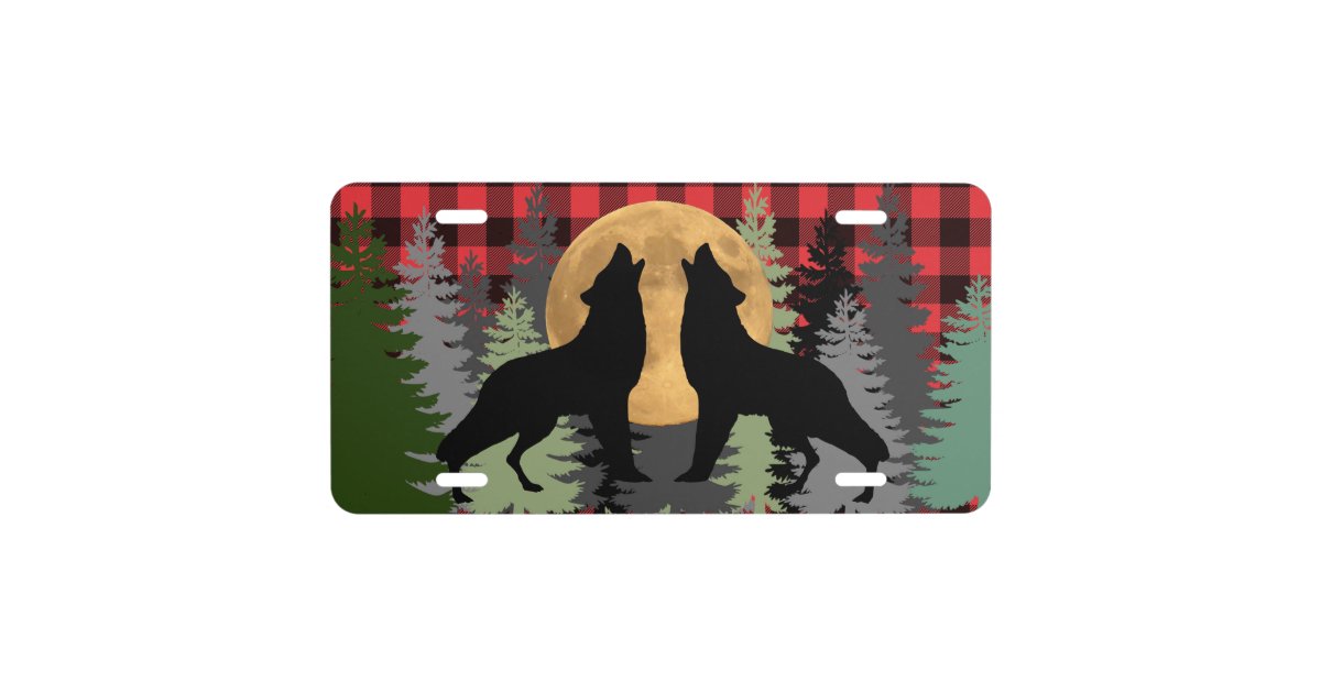 Howling Wolf Full Moon Howling Wolves License Plate | Zazzle
