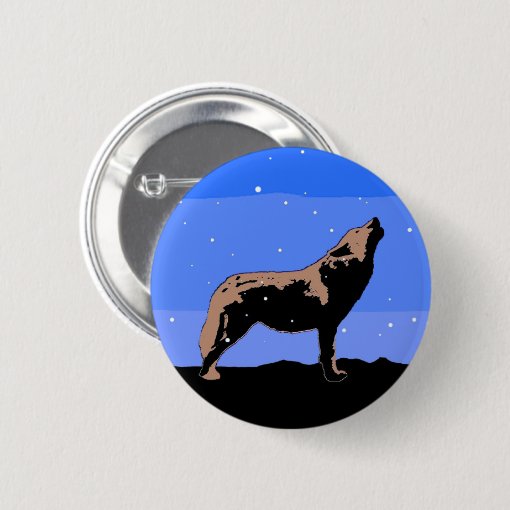 Howling Wolf in Winter - Original Wildlife Art Button | Zazzle