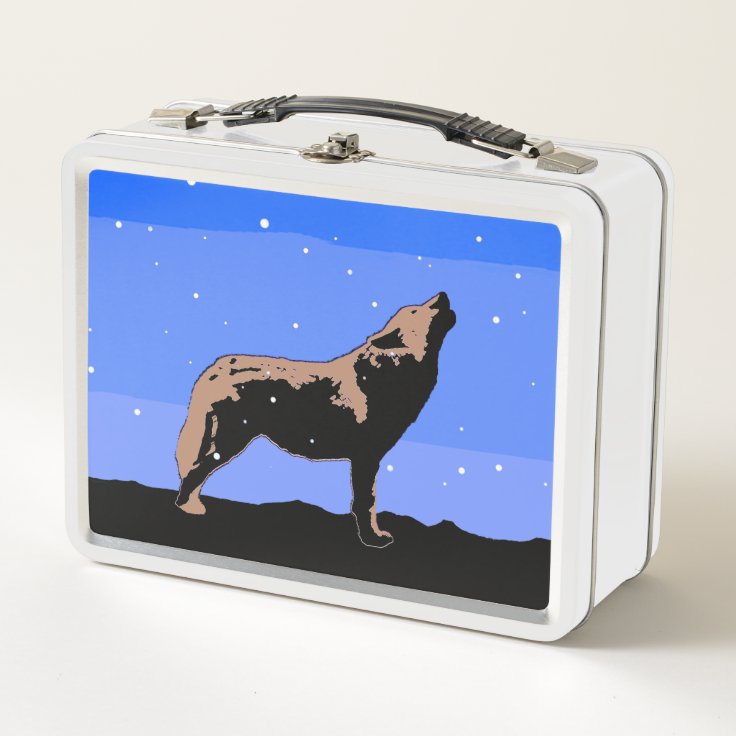 Howling Wolf in Winter - Original Wildlife Art Metal Lunch Box | Zazzle