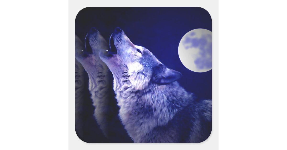 Howling Wolf Square Sticker | Zazzle