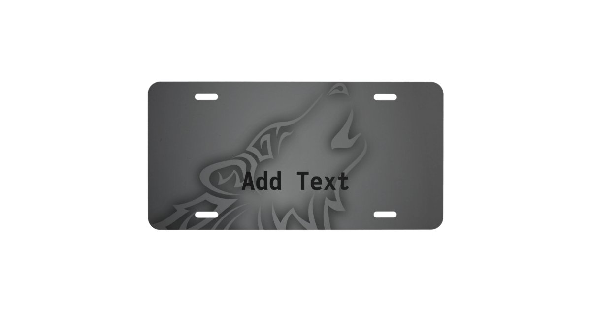 Howling Wolf Tribal Black License Plate | Zazzle