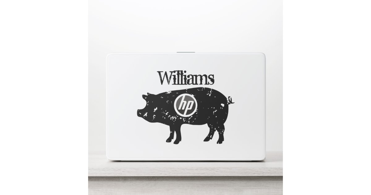 HP laptop skin with vintage pig animal silhouette | Zazzle