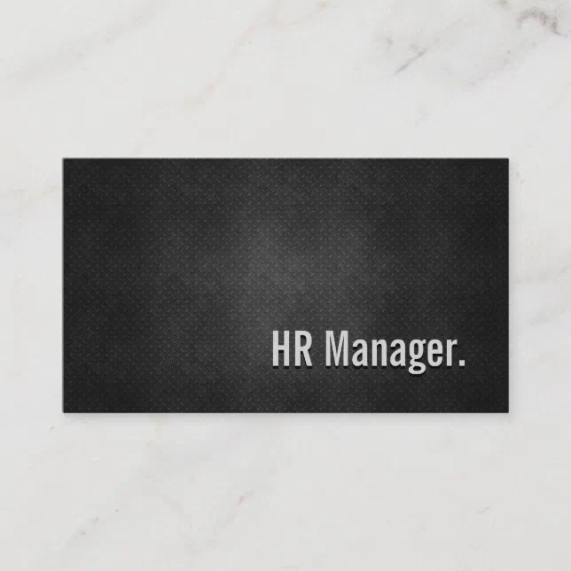HR Manager Cool Black Metal Simplicity Business Card | Zazzle