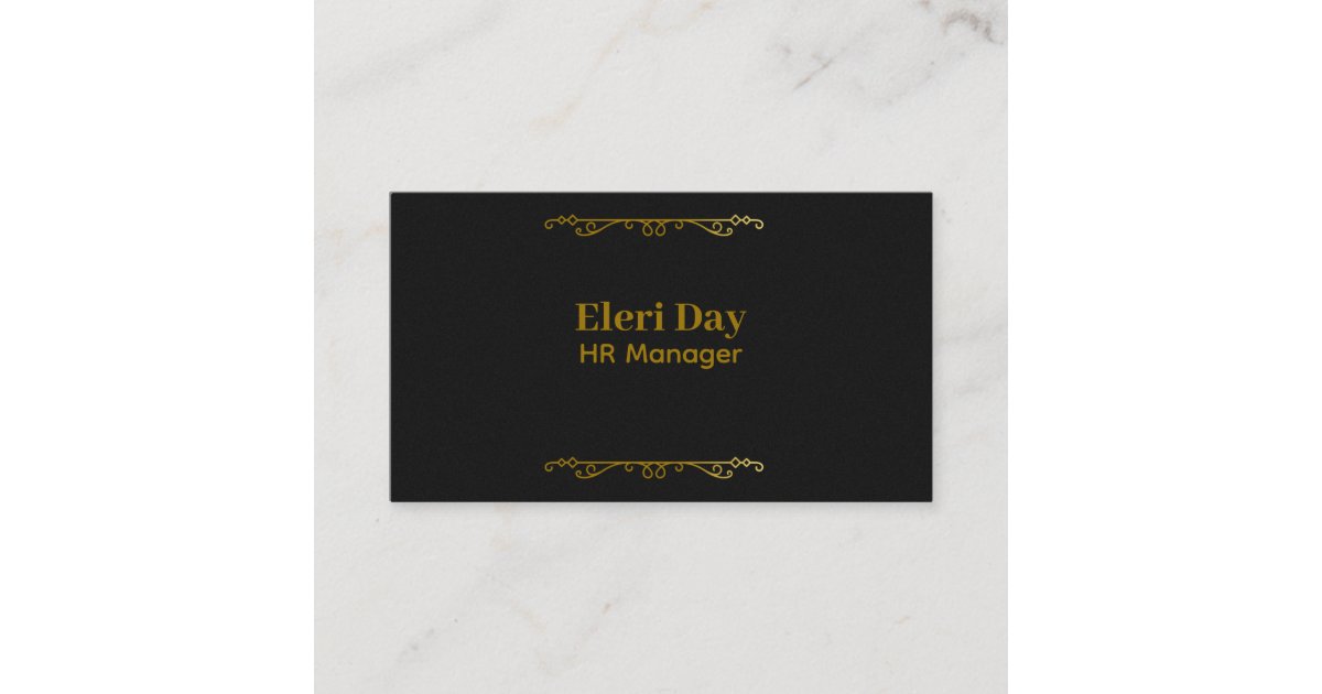 HR Manager Elegant Black Business Card | Zazzle