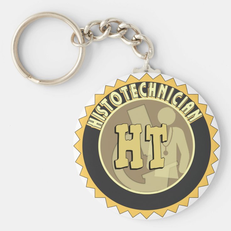 HT BADGE HISTOTECHNICIAN HISTOLOGY TECH LOGO KEYCHAIN | Zazzle