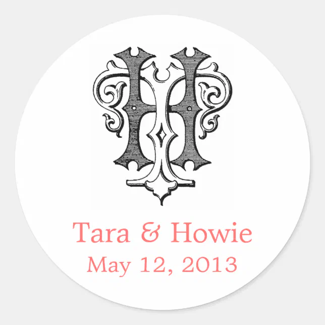 HT Vintage Monogram Wedding Sticker | Zazzle