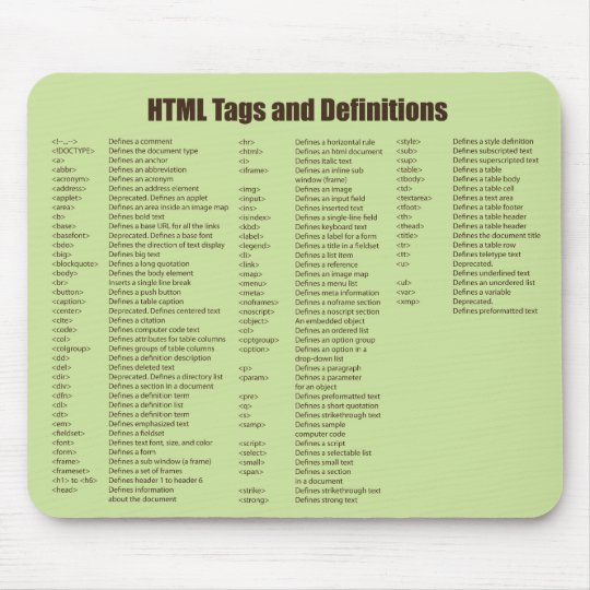 Html Tags Mousepad | Zazzle.com
