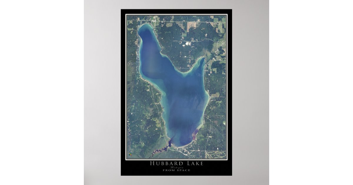 Hubbard Lake Michigan Satellite Poster Map | Zazzle