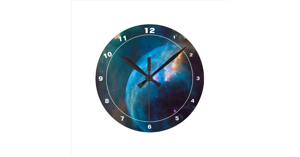 Hubble & Bubble Nebula - Outer Space (Clock) Round Clock | Zazzle.com
