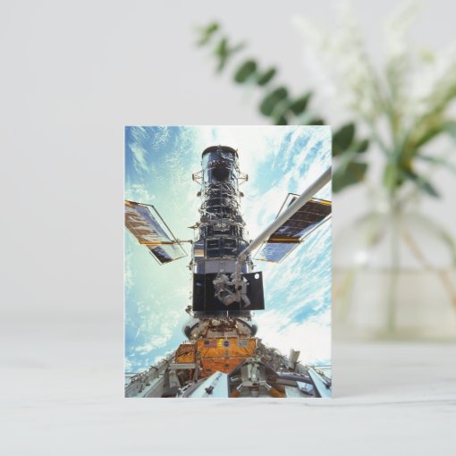 Hubble Space Telescope and astronauts Postcard | Zazzle