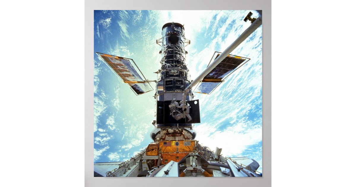 Hubble Space Telescope and astronauts Poster | Zazzle
