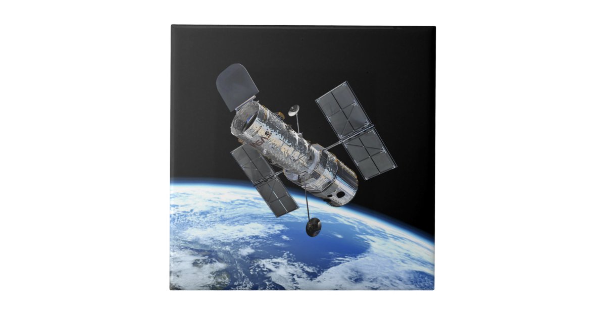 Hubble Space Telescope In Earth Orbit NASA Photo Tile | Zazzle