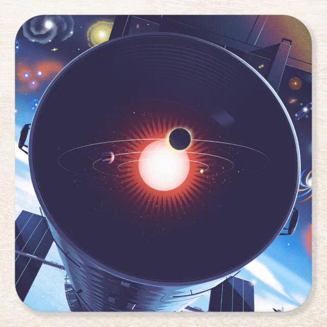 Hubble Space Telescope Poster. Square Paper Coaster | Zazzle