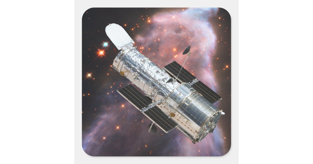 Hubble Space Telescope Square Sticker | Zazzle