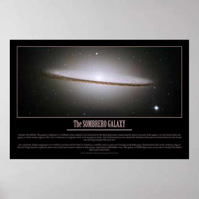 HUBBLE - The SOMBRERO GALAXY Poster | Zazzle
