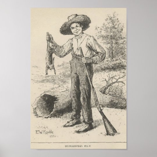 Huckleberry Finn Illustration Poster | Zazzle.com