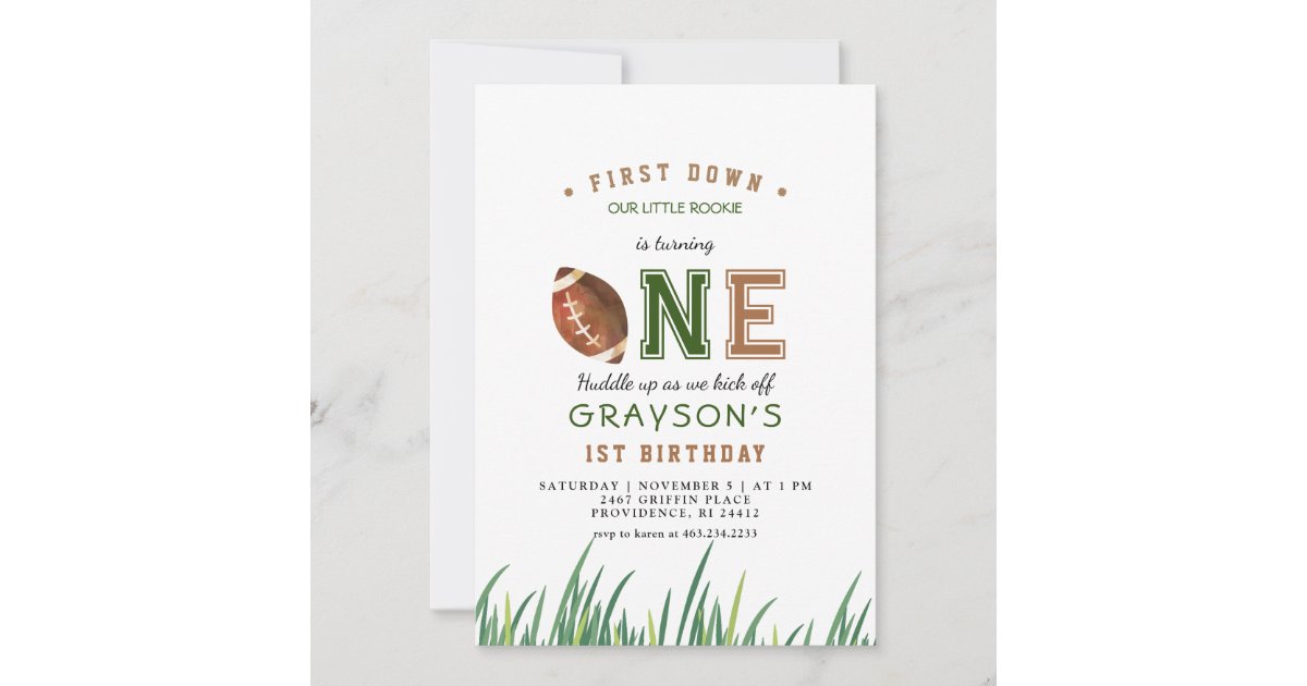 Huddle Up Football 1st Birthday Party Invitation | Zazzle