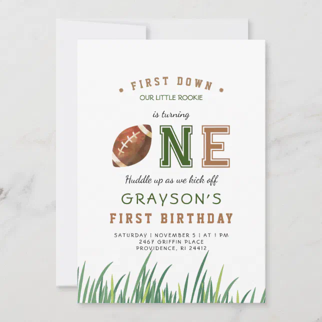 Huddle Up Football 1st Birthday Party Invitation | Zazzle