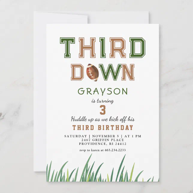 Huddle Up Football 3rd Birthday Party Invitation | Zazzle