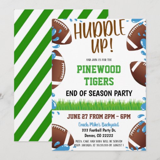Huddle Up Football Team Pool Party Invitation | Zazzle