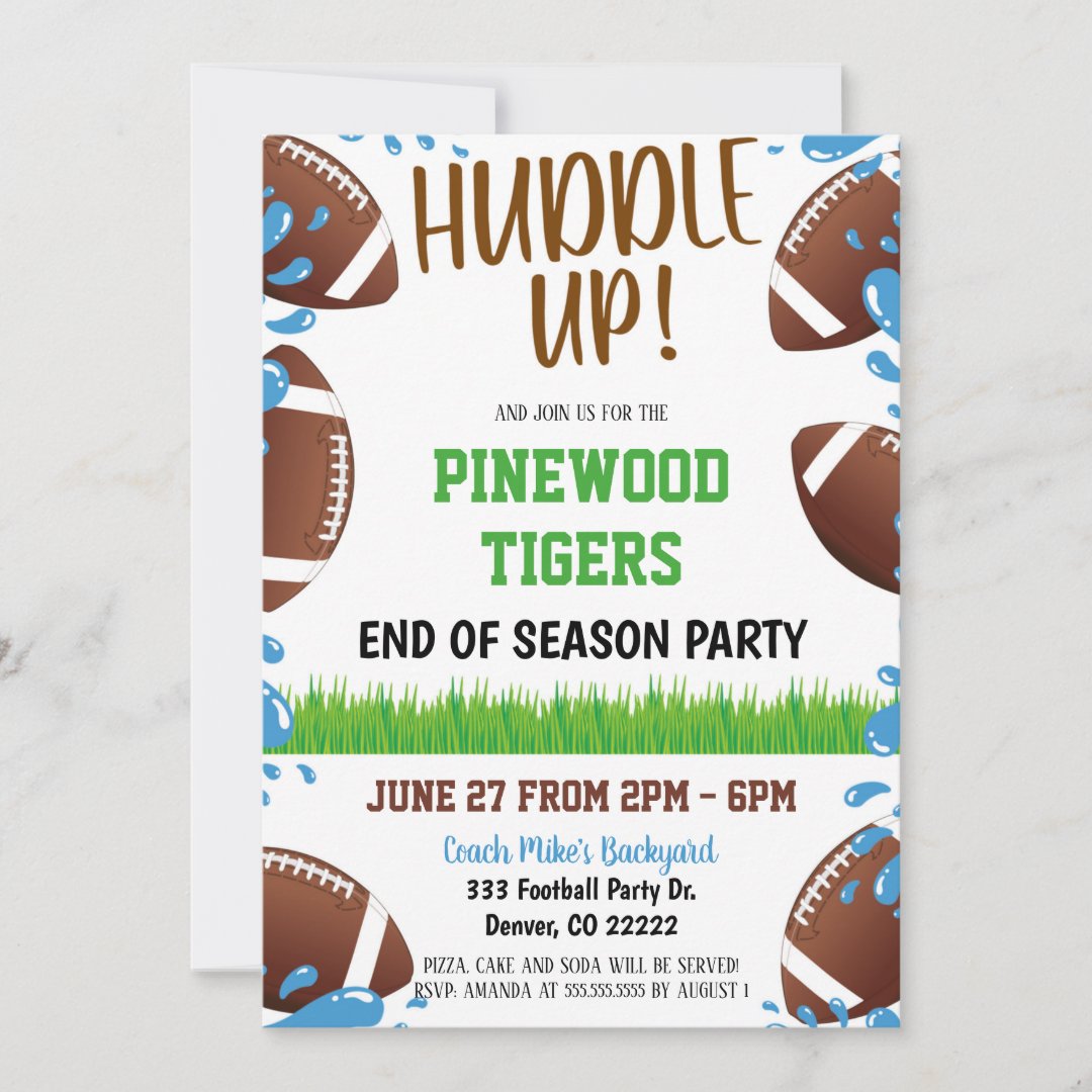 Huddle Up Football Team Pool Party Invitation | Zazzle