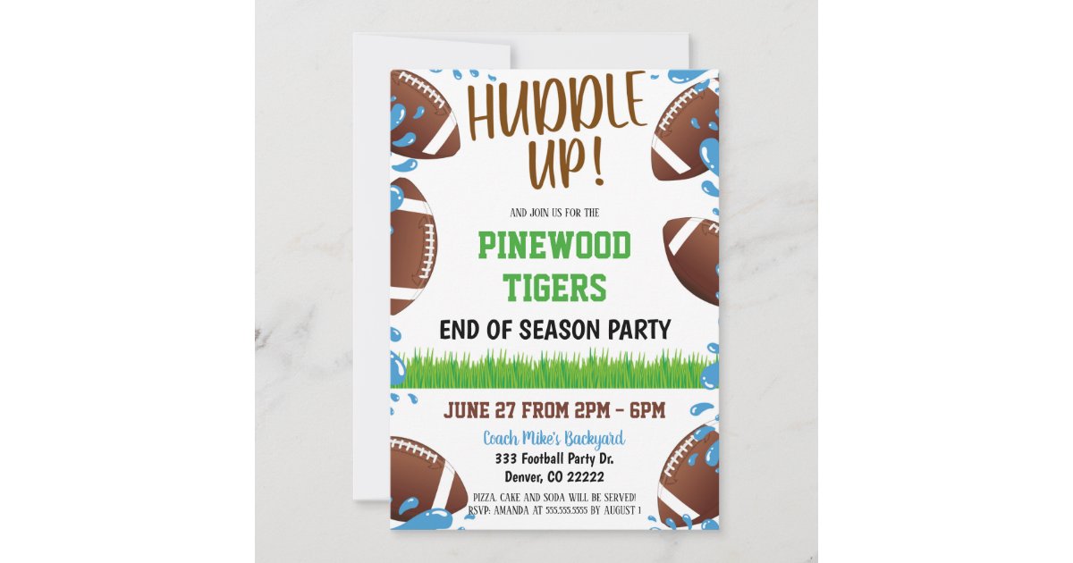 Huddle Up Football Team Pool Party Invitation | Zazzle