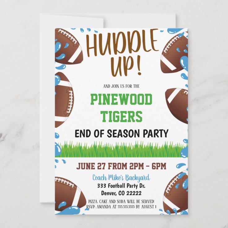 Huddle Up Football Team Pool Party Invitation | Zazzle