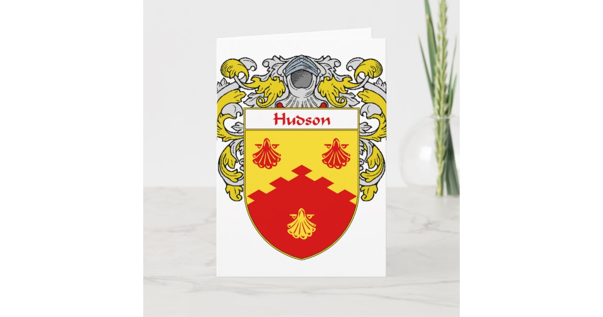Hudson Coat of Arms/Family Crest (Mantled) Note Card | Zazzle