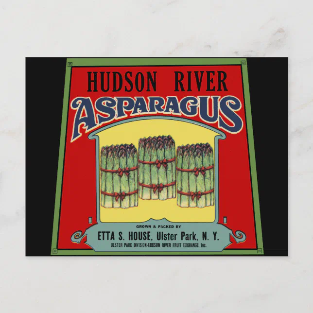 Hudson River Asparagus Label Postcard | Zazzle