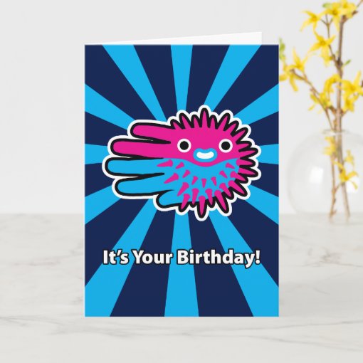 Huff and Puff Puffer Fish Birthday Card | Zazzle