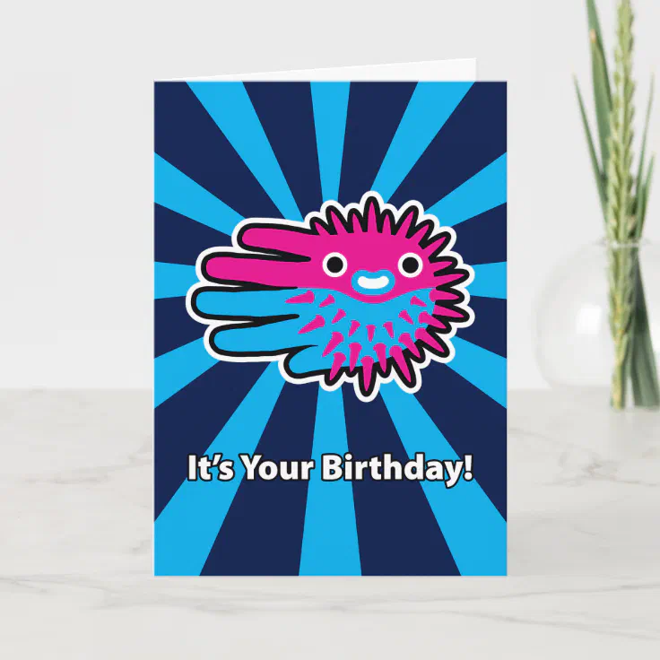 Huff and Puff Puffer Fish Birthday Card | Zazzle