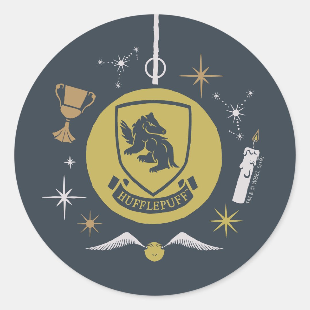 HUFFLEPUFF™ Holiday Bauble Graphic Classic Round Sticker | Zazzle