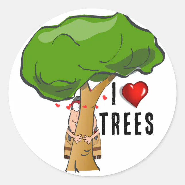 Hug a Tree Day Classic Round Sticker | Zazzle