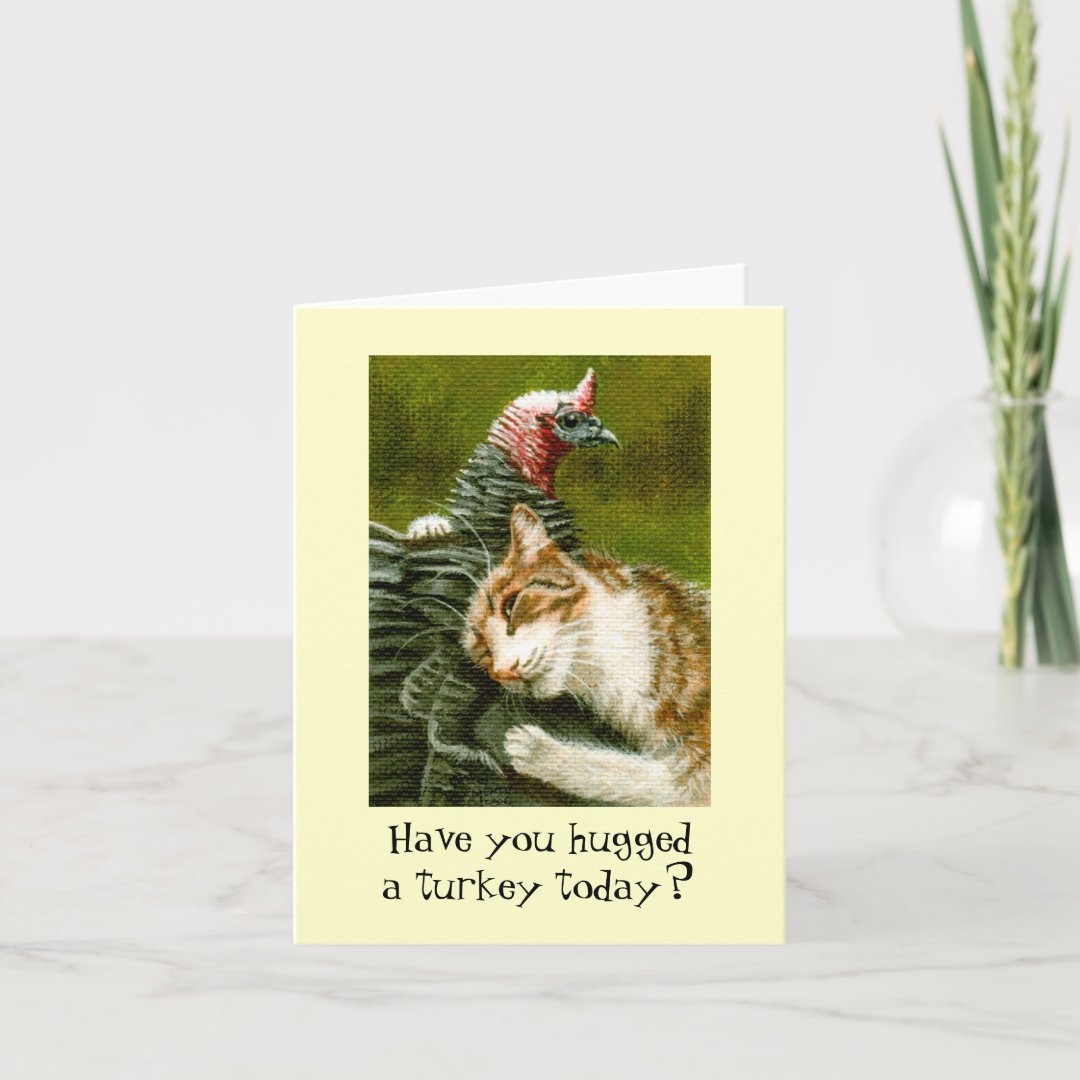 Hug a Turkey Thanksgiving Day Note Card | Zazzle
