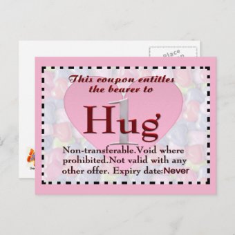 Hug Coupon Postcard | Zazzle