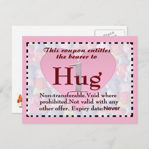 Hug Coupon Postcard | Zazzle