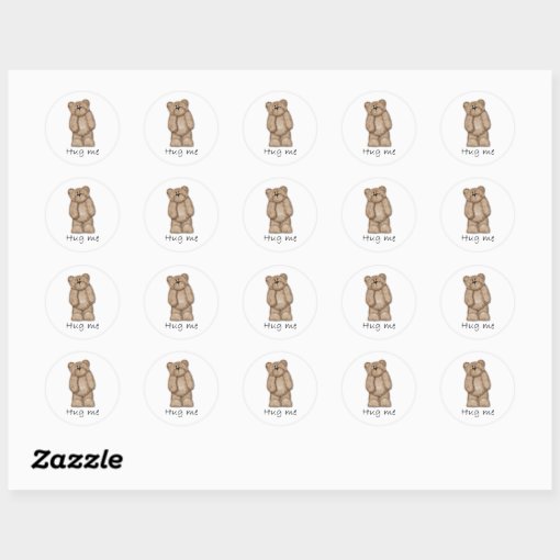 Hug Me Teddy Bear Classic Round Sticker | Zazzle