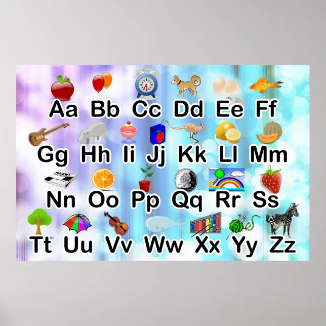 Huge ABC Alphabet Poster with Elementary Graphics | Zazzle