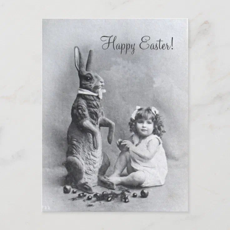 Huge Bunny Victorian Girl Easter Candy Holiday Postcard | Zazzle