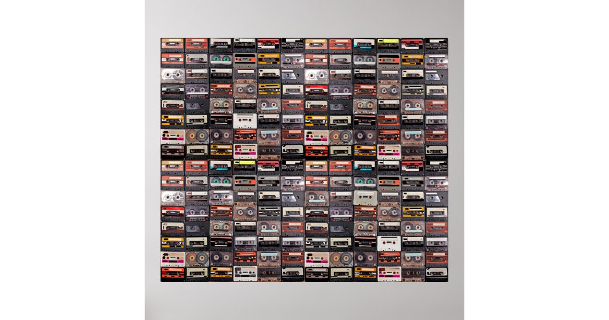 Huge collection of audio cassettes poster | Zazzle