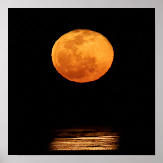 Huge Full Moon | South Padre Island, Texas Poster | Zazzle