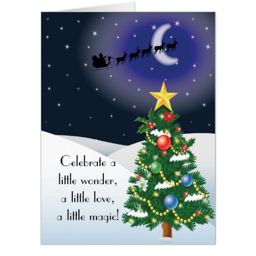 Huge Greeting Cards: Big Christmas Tree Scene Card | Zazzle