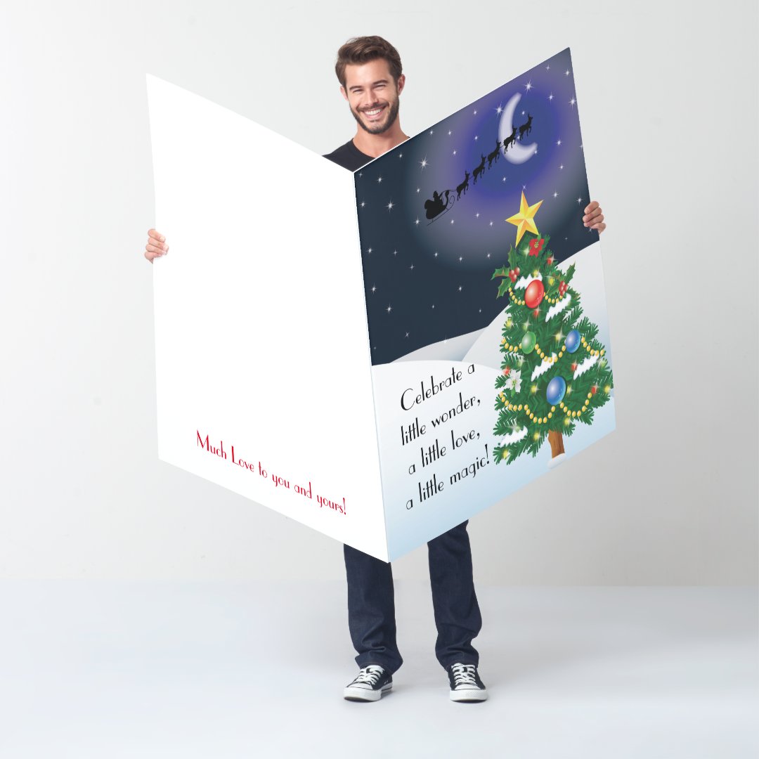 Huge Greeting Cards: Big Christmas Tree Scene Card | Zazzle